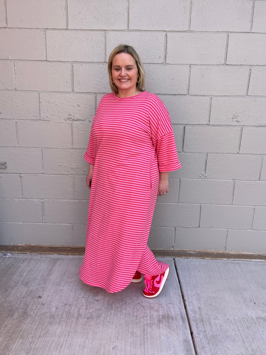 STRIPED TERRY MAXI DRESS – The Daisy Lou Boutique