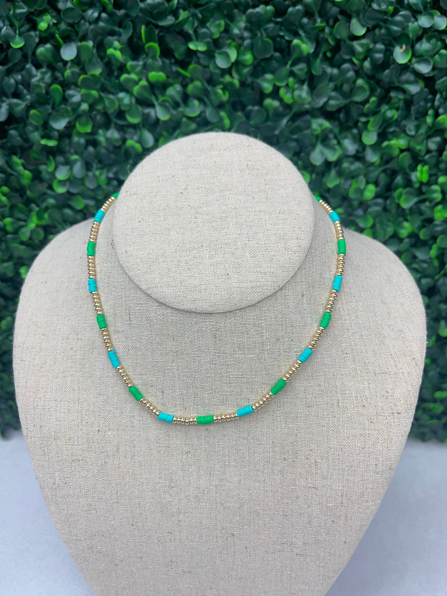 Green/Teal Beaded Necklace – The Daisy Lou Boutique